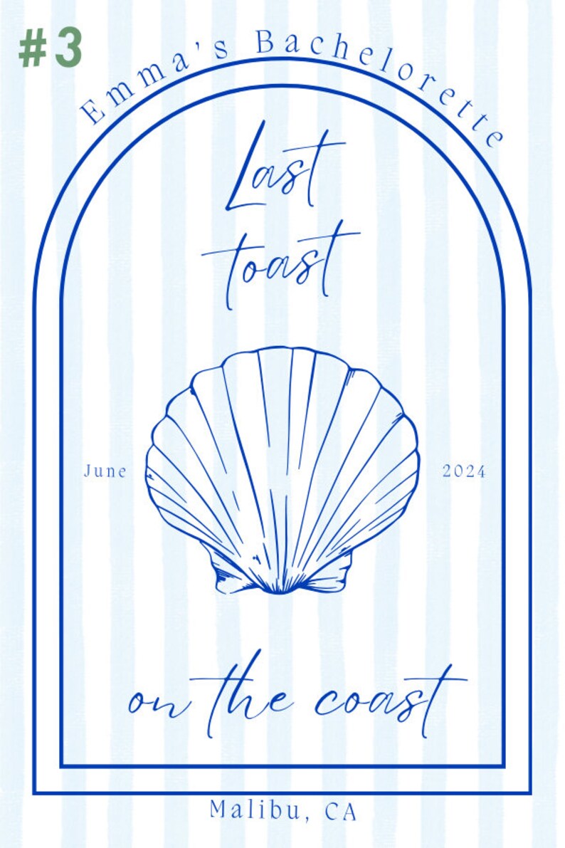 Toast on the Coast Champagne Labels Coastal Bachelorette Favors ...