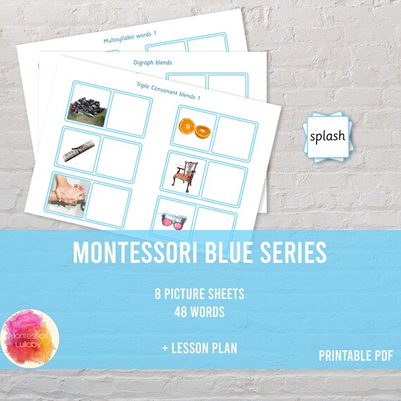 BLUE SERIES MONTESSORI Picture Sheets Matching cards - Etsy Polska