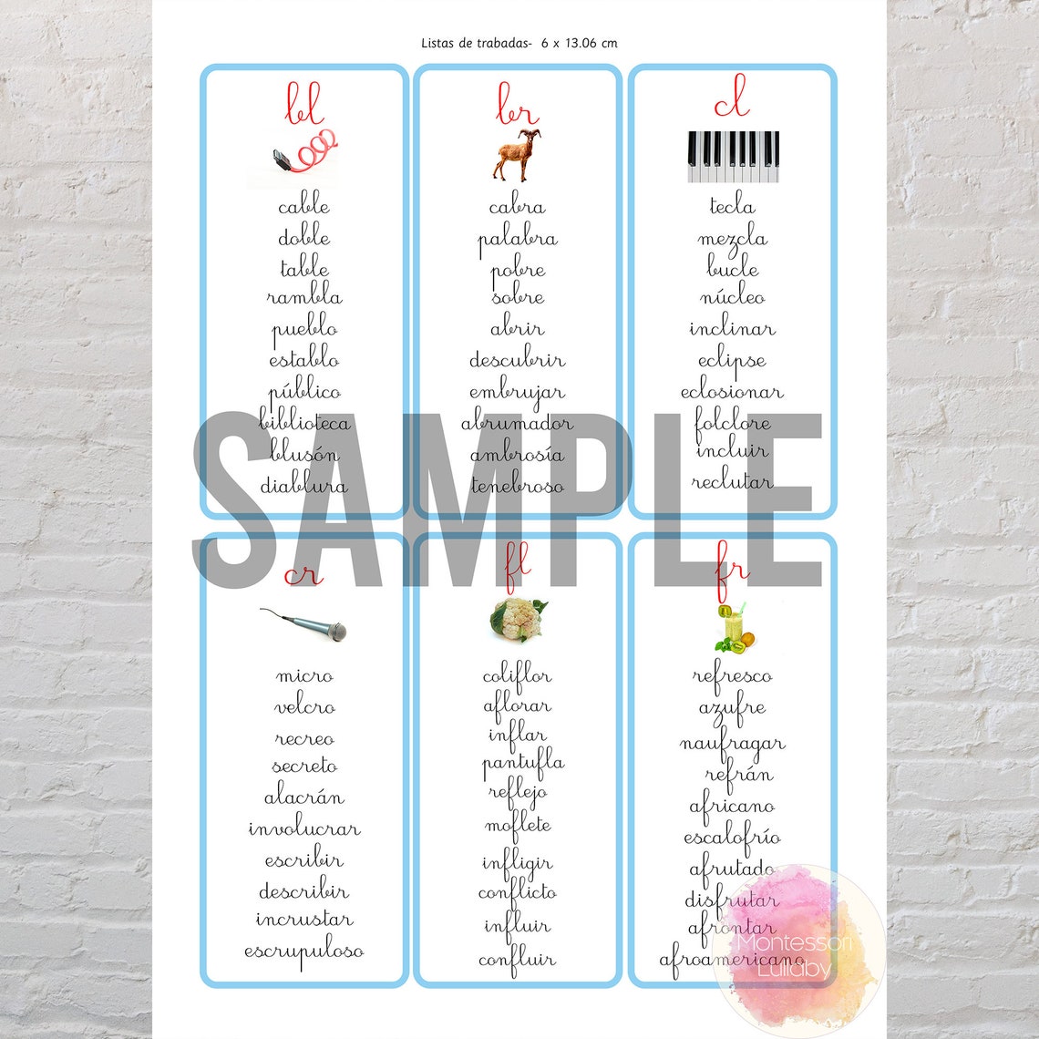 Cursive SERIE AZUL MONTESSORI Lesson 4 Reading Lists Spanish Blue ...