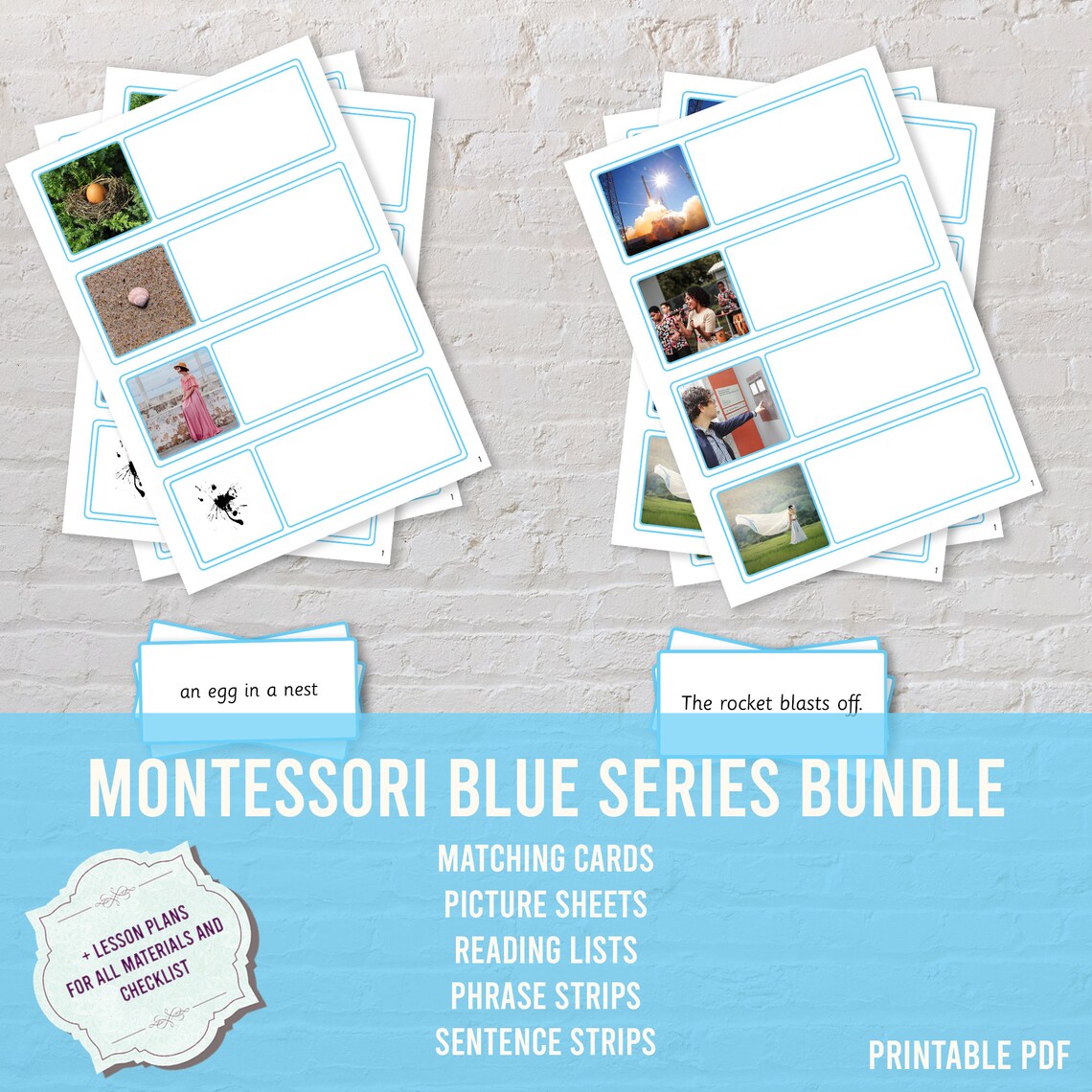 MONTESSORI BLUE SERIES Pack-blends/digraphs/trigraphs matching Cards ...