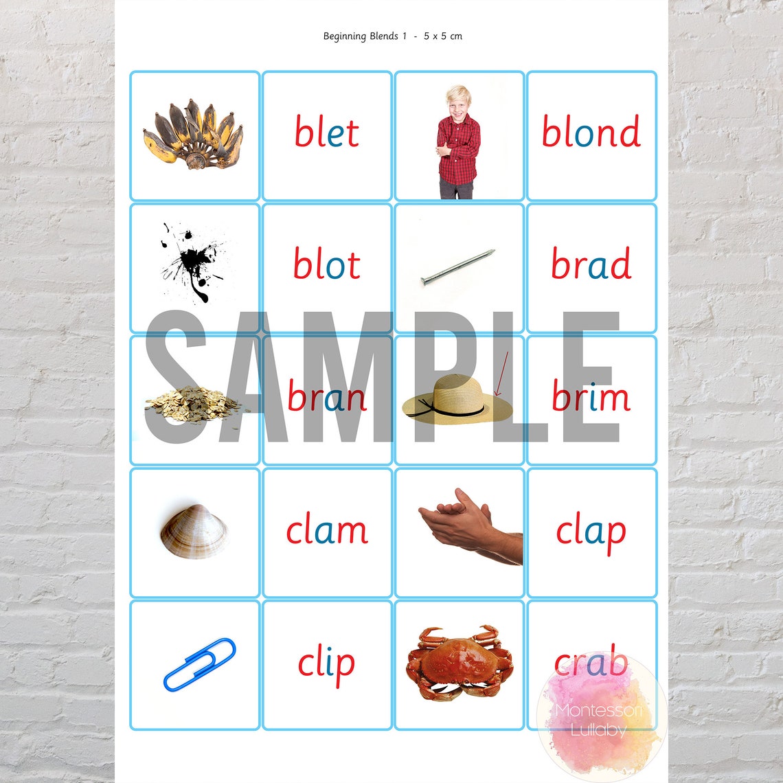 MONTESSORI BLUE SERIES Pack-blends/digraphs/trigraphs matching Cards ...