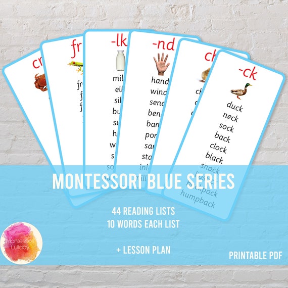 BLUE SERIES MONTESSORI Reading Lists Beginning Blends - Etsy