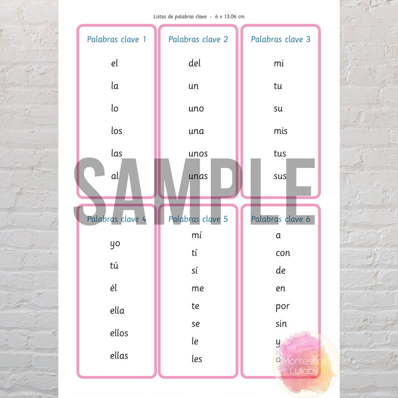 Print SERIE ROSA MONTESSORI Sight Words Spanish Pink - Etsy