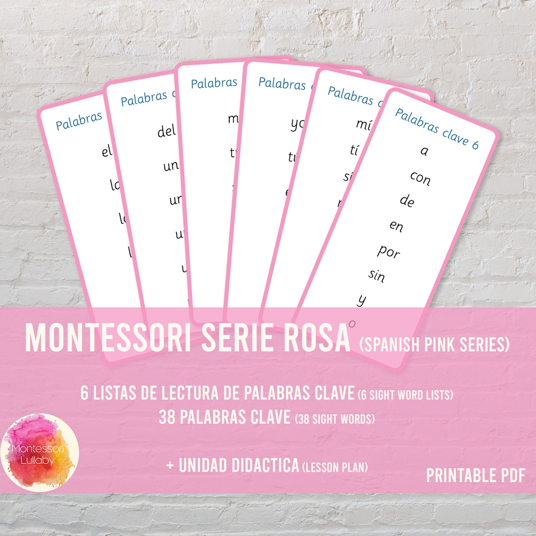 Print SERIE ROSA MONTESSORI Sight Words Spanish Pink Series Reading ...
