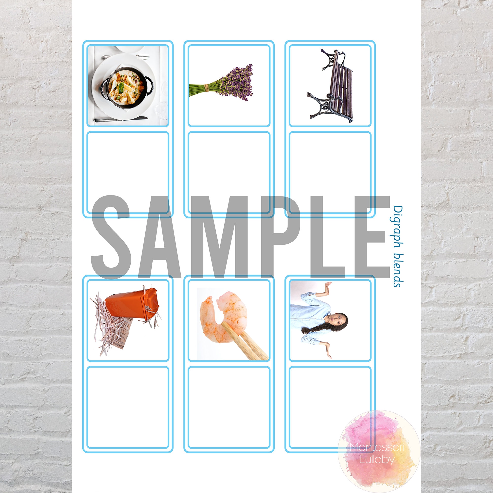 BLUE SERIES MONTESSORI Picture Sheets Matching cards Digraph Blends ...