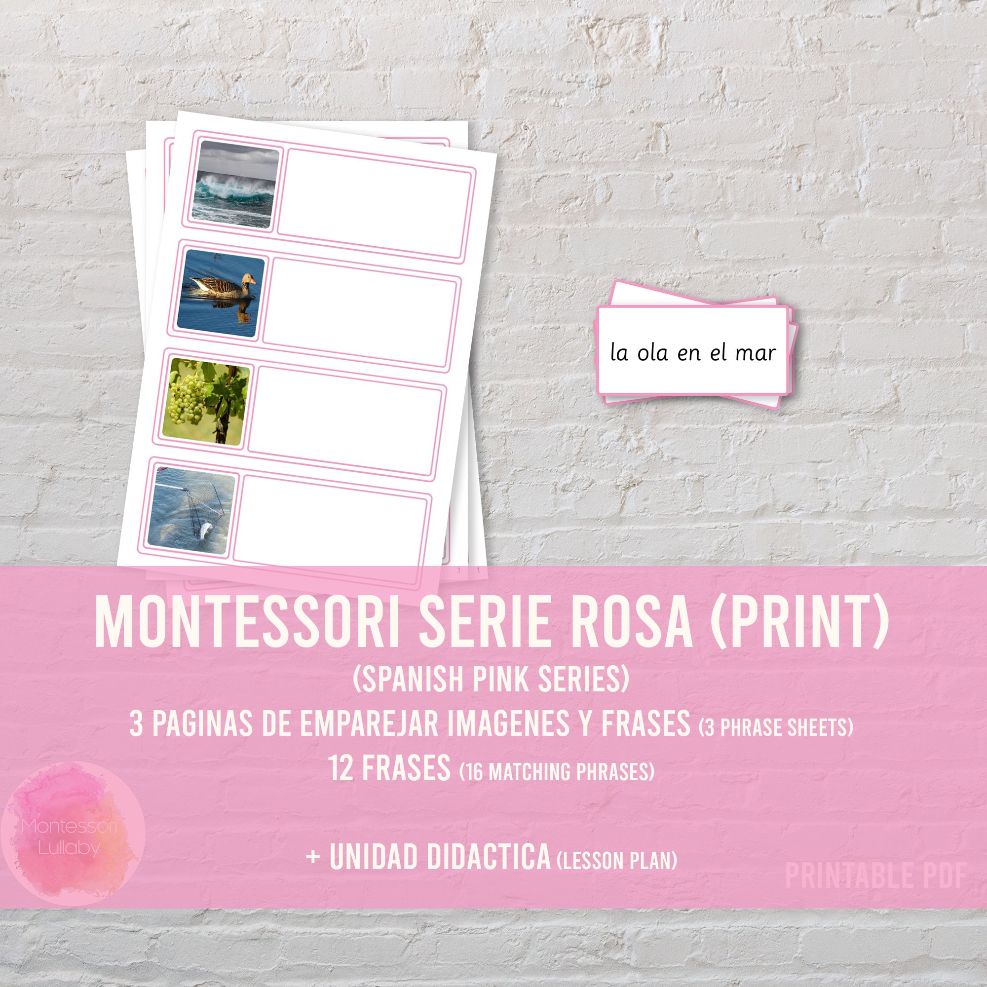 Print SERIE ROSA MONTESSORI Phrases Sentences Spanish Pink Series ...