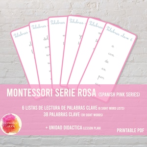 Cursive SERIE ROSA MONTESSORI Sight Words Spanish Pink Series Reading ...