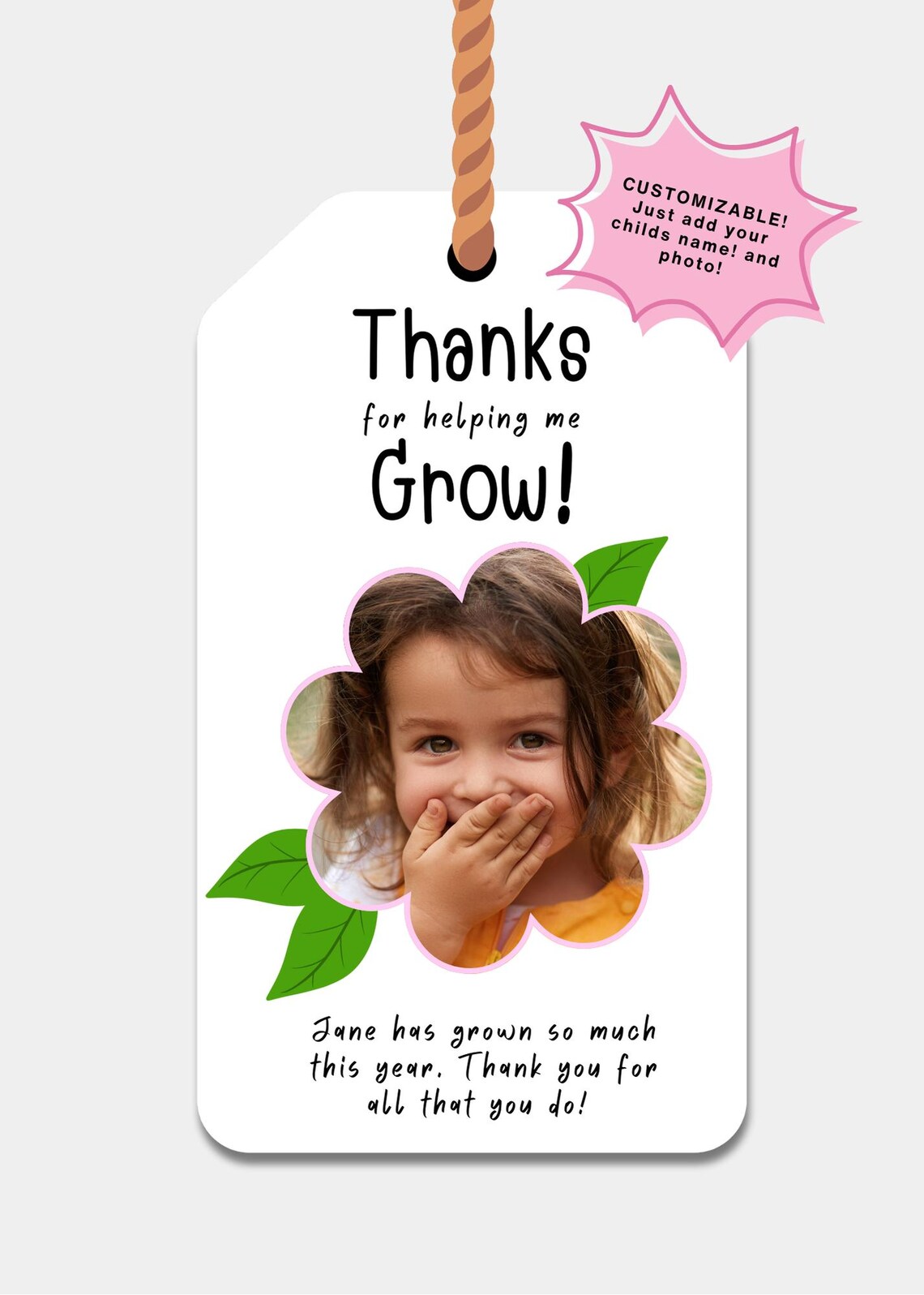Cute "thank You for Helping Me Grow" Gift Tags Printable - Teacher ...