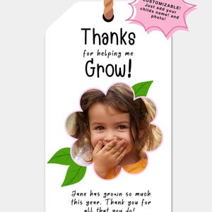 Cute "thank You for Helping Me Grow" Gift Tags Printable - Teacher ...