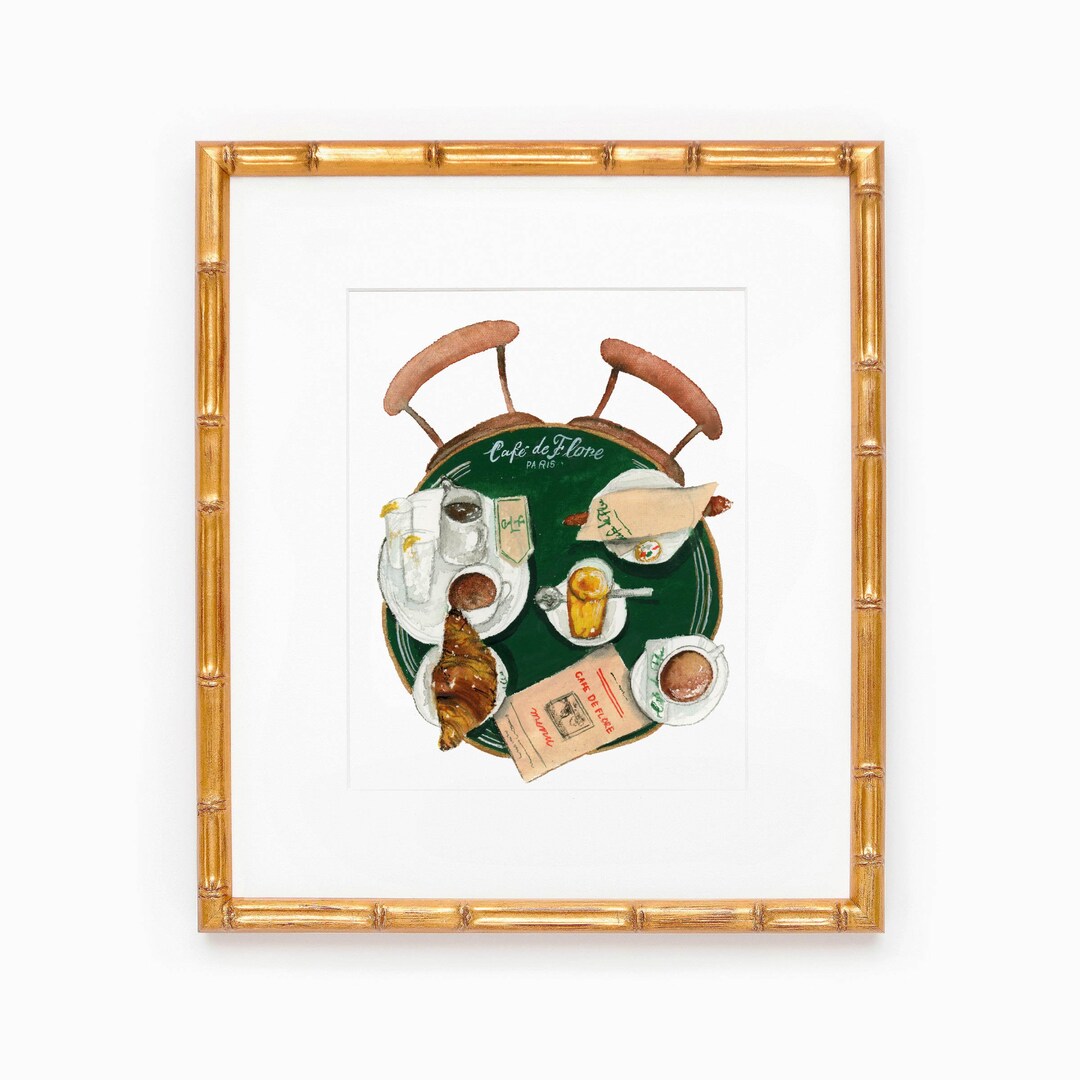 French Cafe Art Print | Cafe De Flore Travel Art | Paris Apartment ...