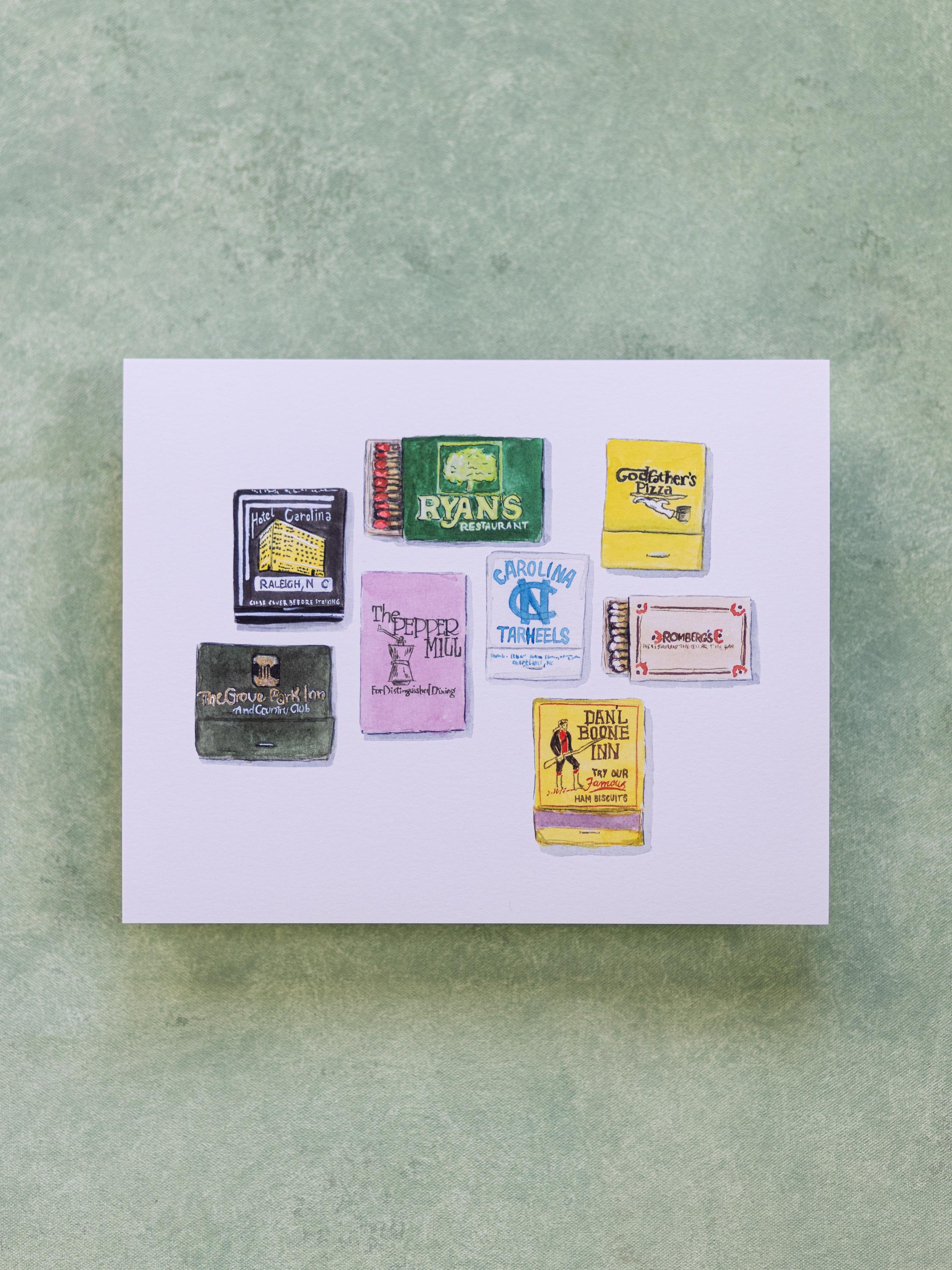 NC Matchbook Watercolor Painting: North Carolina Art Print (8x10) - Etsy