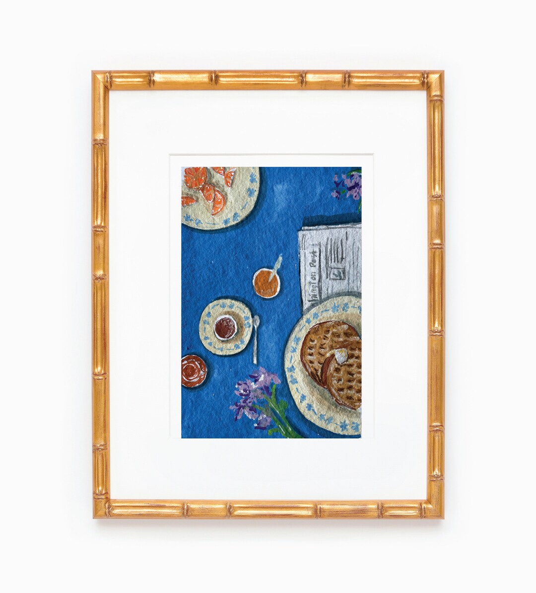 Art Print: Waffles Breakfast 8x10 | Watercolor Breakfast Art | Cute ...