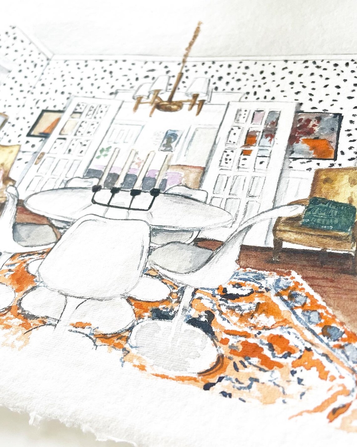 Custom Watercolor Interior Painting: Handmade Room Portrait - Etsy