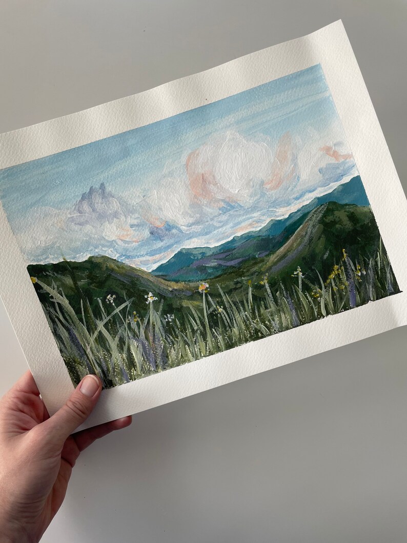 Art Print: Blue Ridge Mountains in Spring Watercolor - Etsy