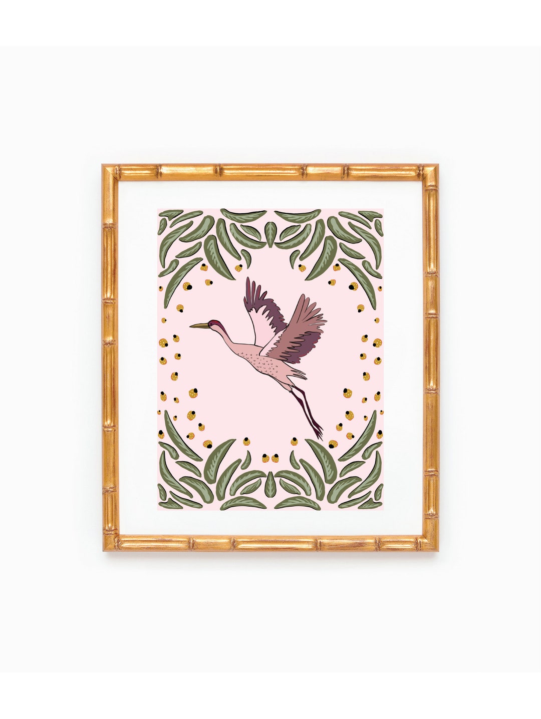 Pink Crane Art Print | Japanese Crane Art | Pink Bird Art | Nursery ...