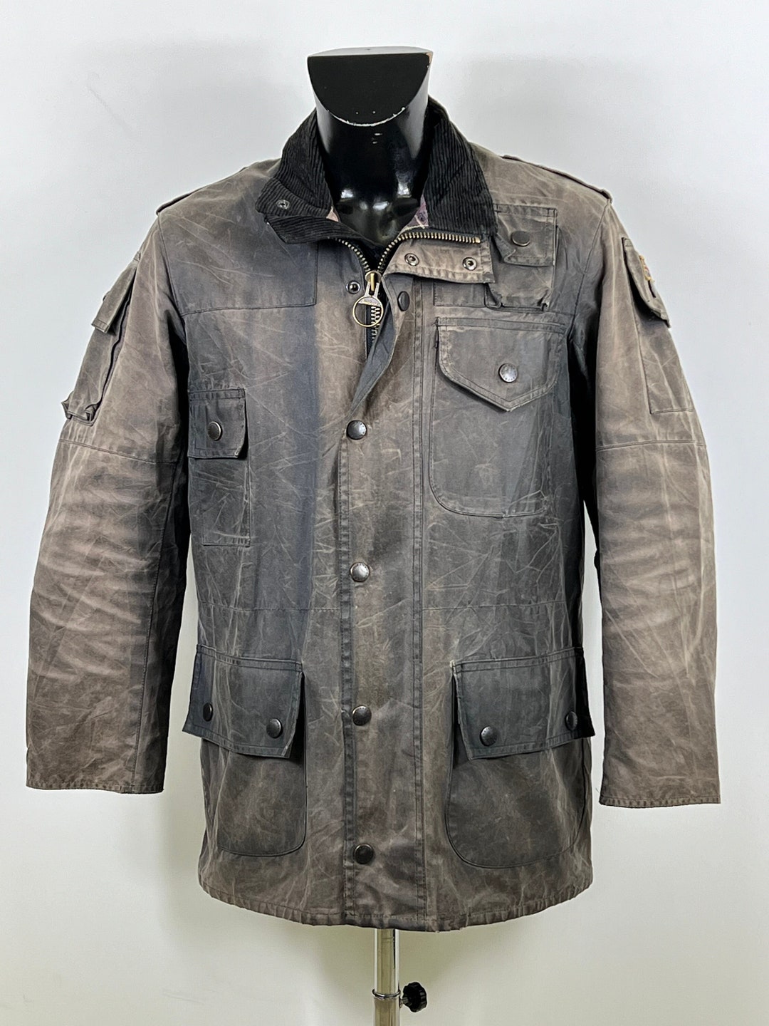 RARE Barbour Cowen Commando Jacket Gray C36/91 Cm Gray Wax Man Jacket ...