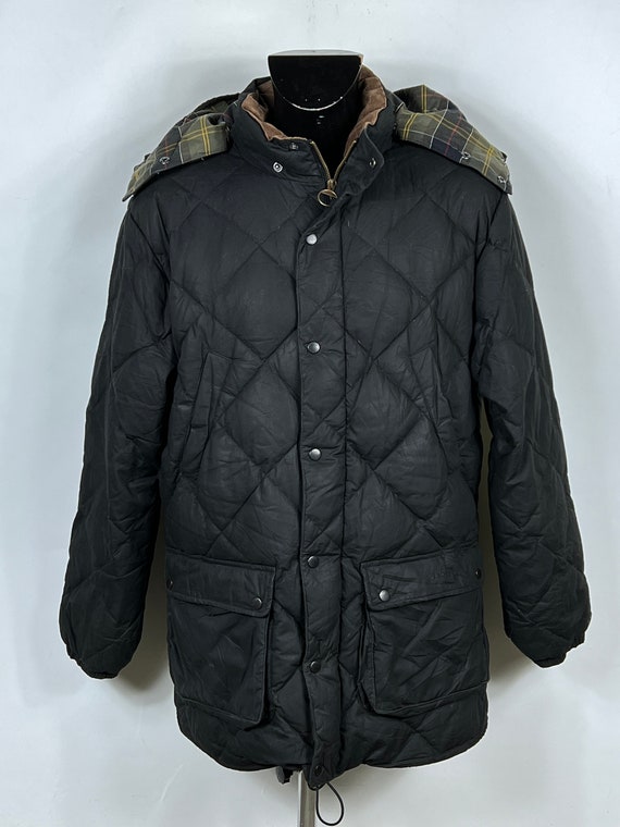 Barbour Waxed Down Jacket Black Men Large - Man Black… - Gem