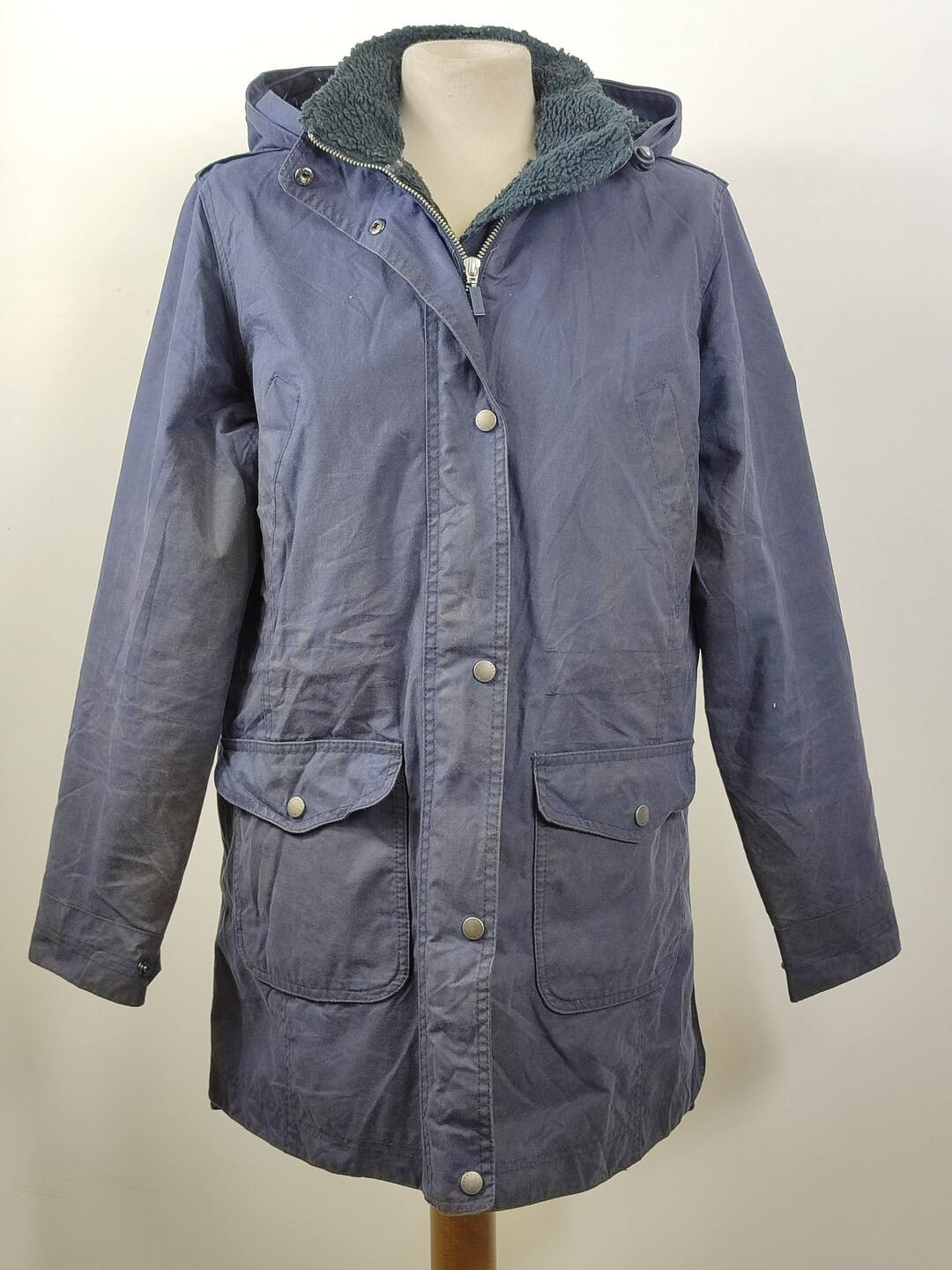 Barbour Blue Padded Women's Jacket UK12 Medium lady Navy Wax Bridport ...