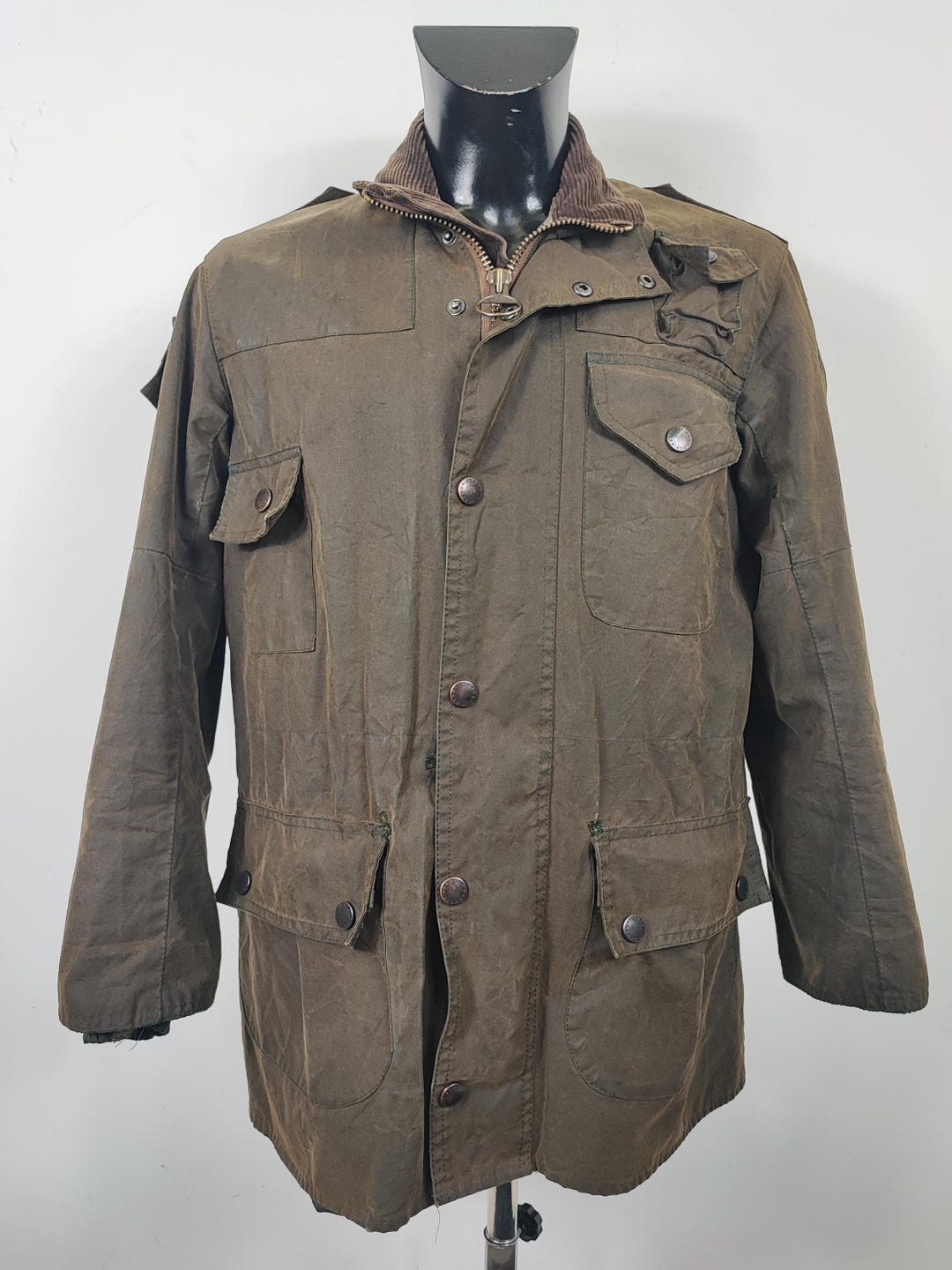 RARE Barbour Cowan Commando Jacket Green C36/91 Cm Olive Wax Man Jacket ...