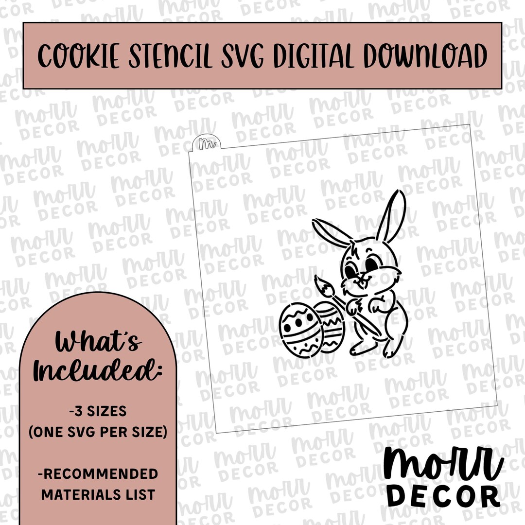 PYO Easter Bunny Stencil DIGITAL DOWNLOAD | Cookie Stencil Digital ...