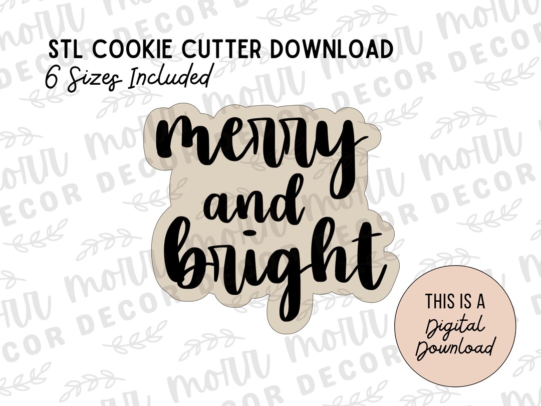 Merry and Bright Cookie Cutter Digital Download Christmas - Etsy