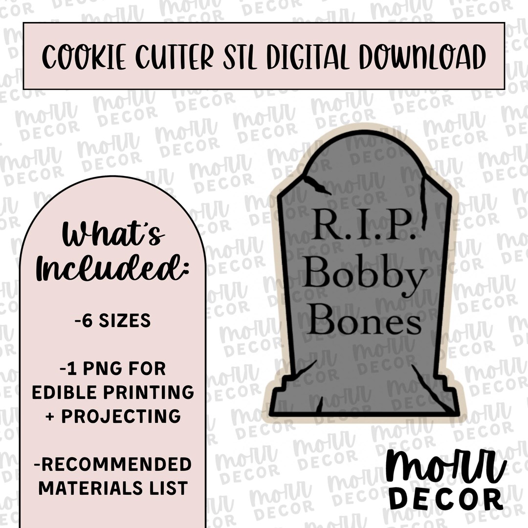 Tombstone Cookie Cutter Digital Download | Headstone STL File Download ...