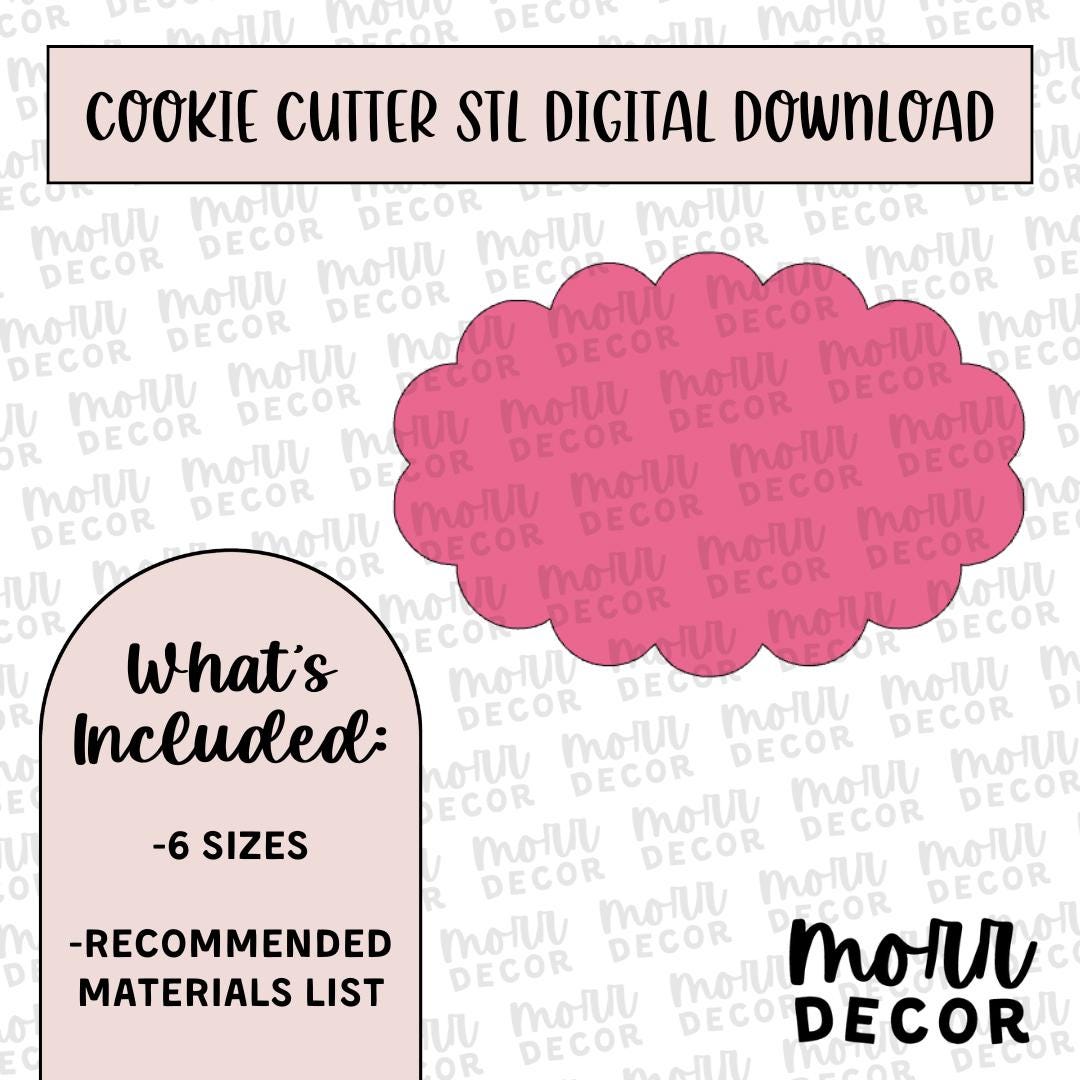 Scalloped Oval Cookie Cutter Digital Download | Classic STL File ...