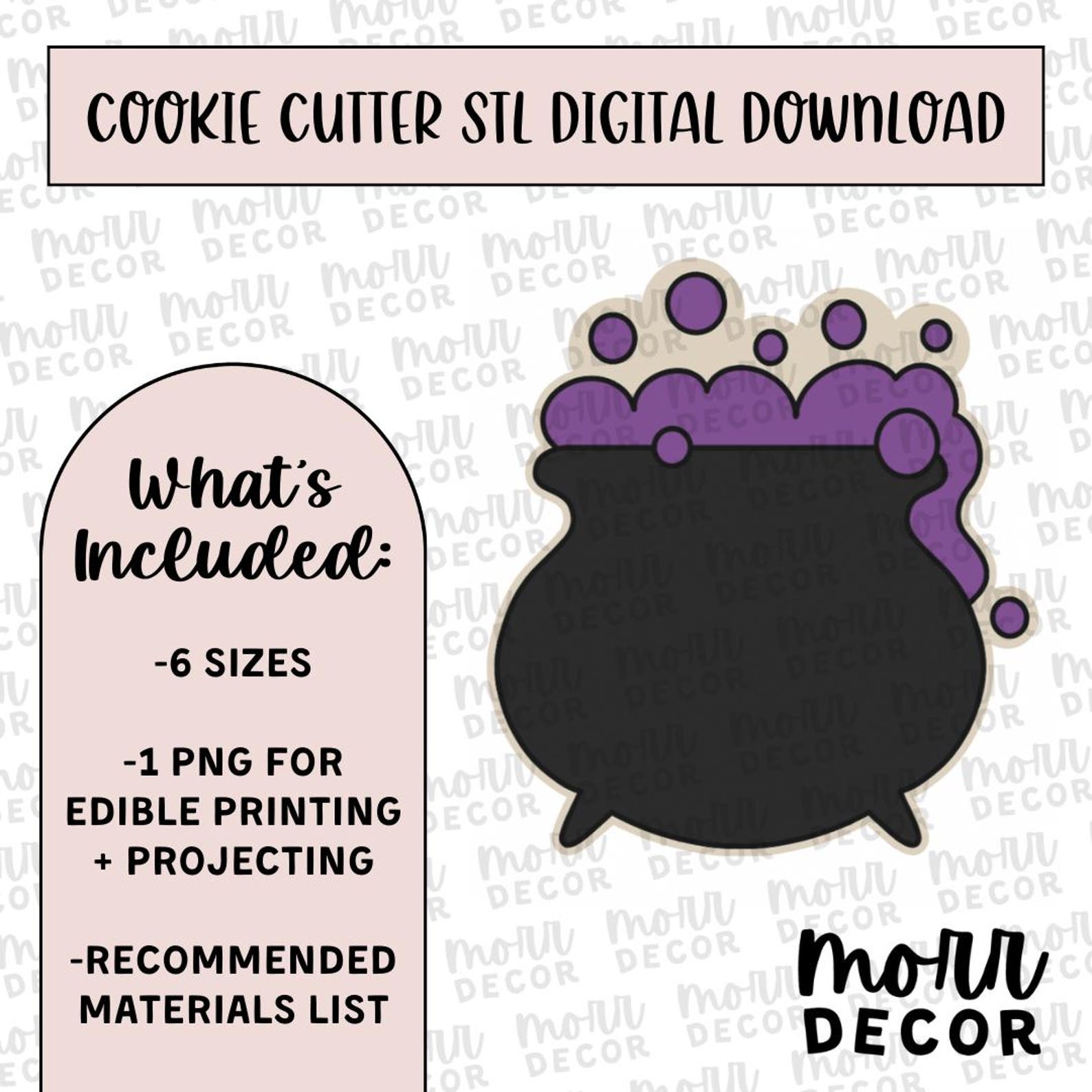 Bubbling Cauldron Cookie Cutter Digital Download | Halloween STL File ...