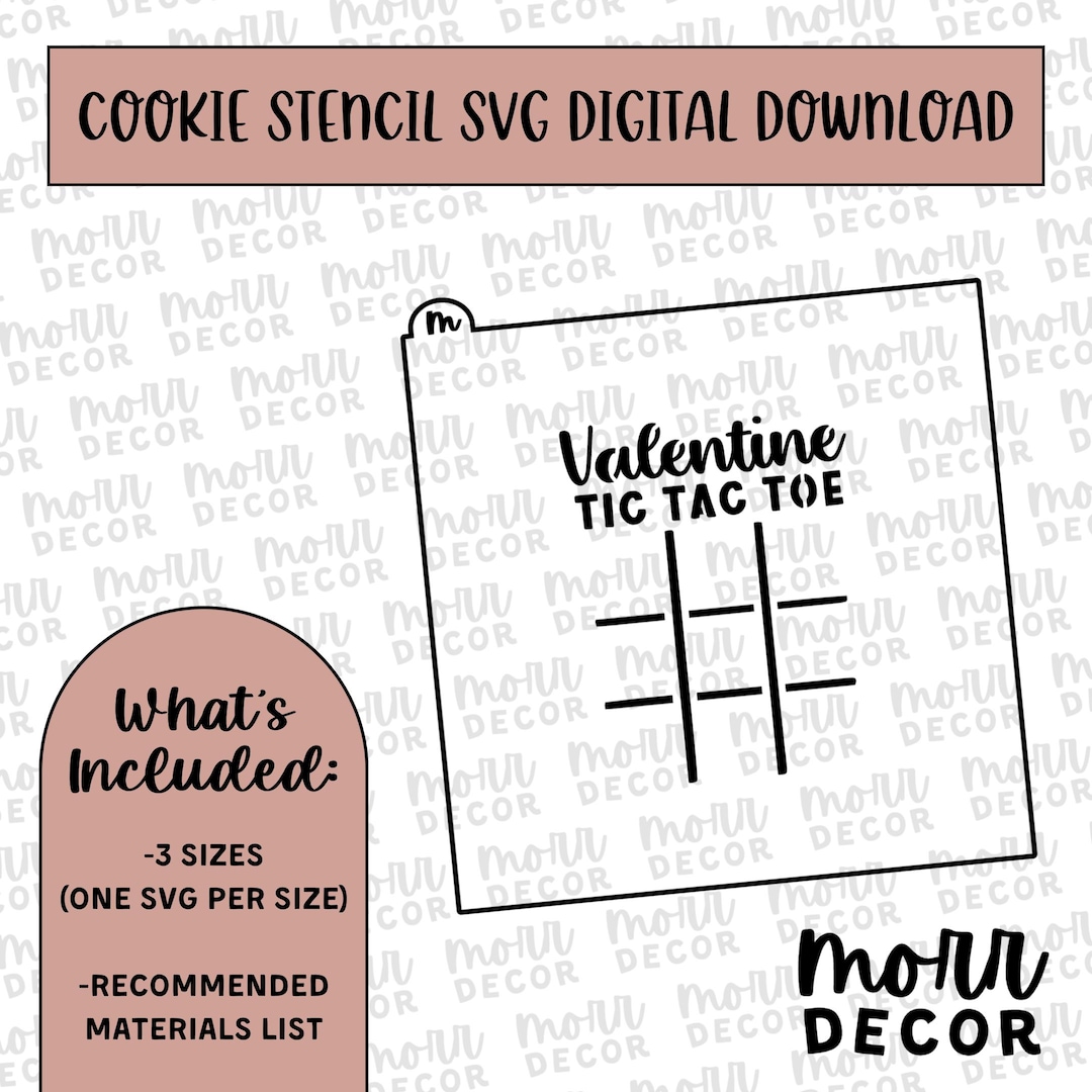 Tic Tac Toe Cookie Stencil DIGITAL DOWNLOAD | Valentine's Day Cookie ...