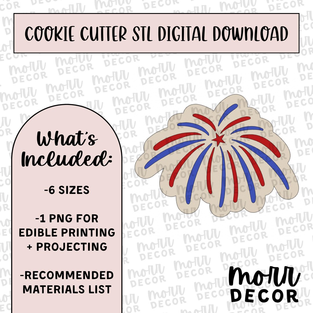 Firework Cookie Cutter Digital Download | 4th of July STL File Download ...