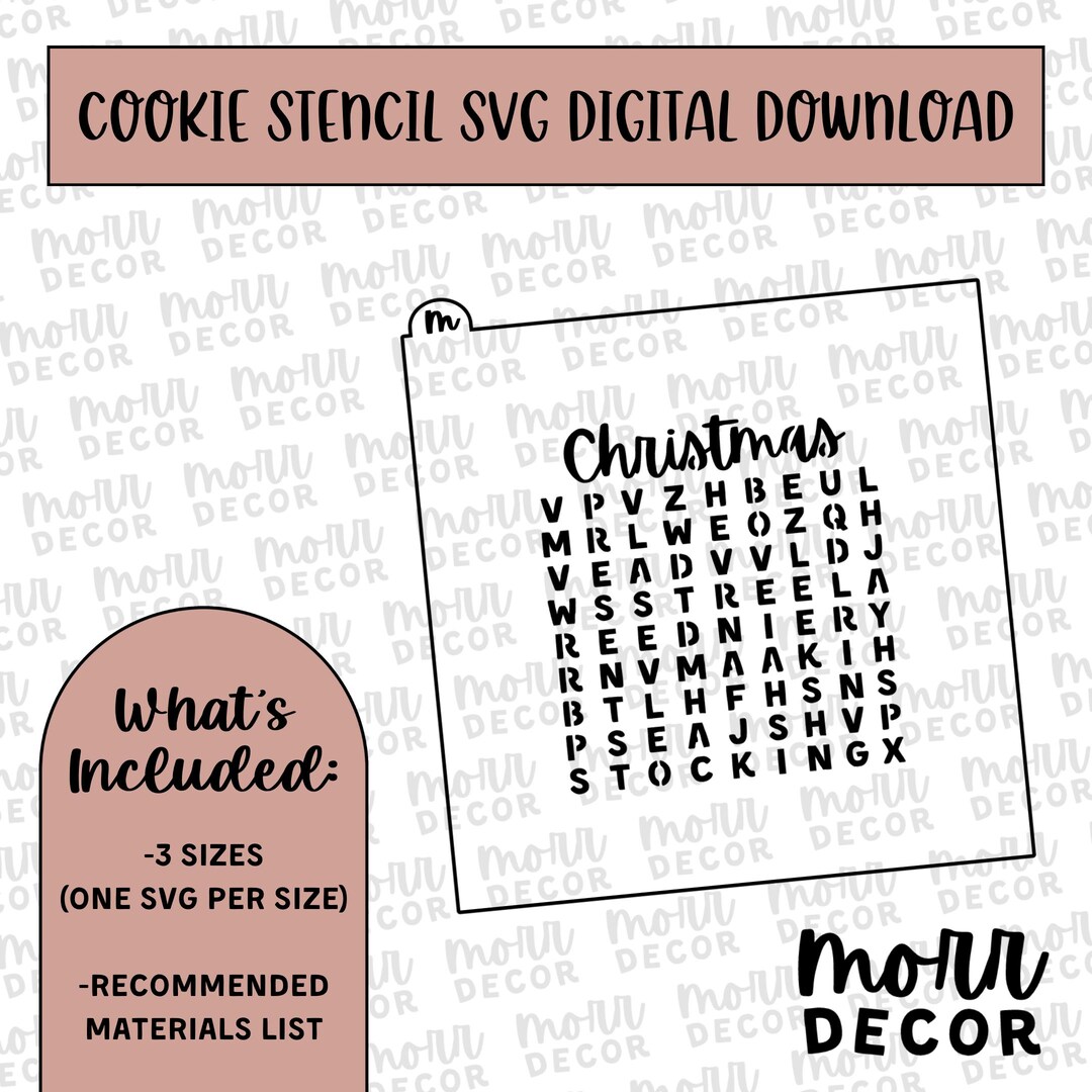 Christmas Word Search Cookie Stencil DIGITAL DOWNLOAD | Christmas ...