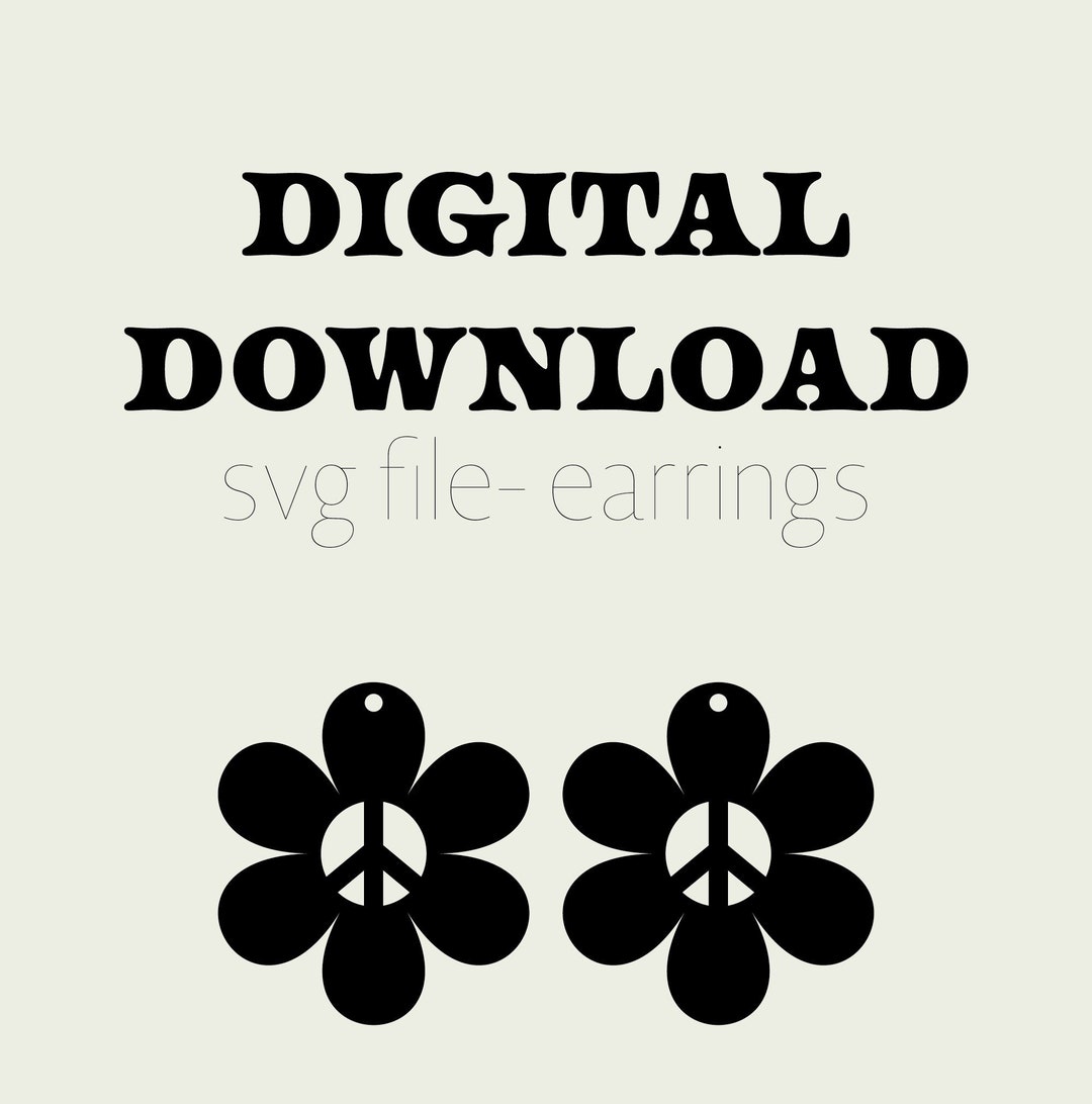 Earring SVG File, Instant Download, Flower Peace Sign Earring File for ...