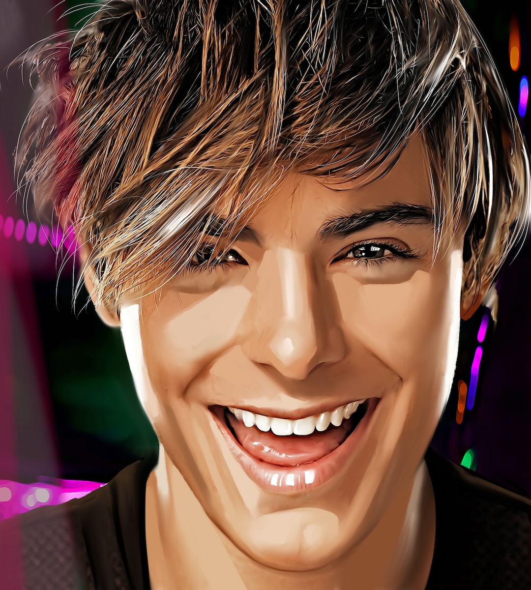 Painting by Ira Tsantekidou, "zac Efron", Art Print Painted Over by the ...