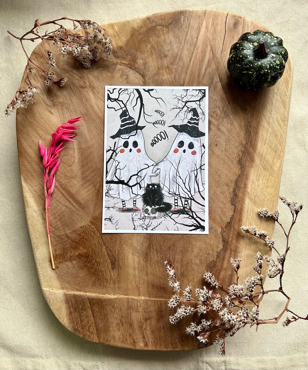 NEW POSTCARD Creepy Boo , Halloween Postcards, Mini Prints, Ghost, Wall ...