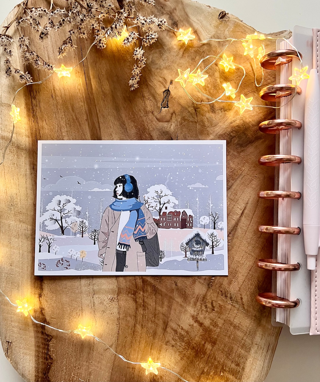 POSTCARD Peaceful Winter Postcards, Mini Prints, Illustrated, Wall Art ...