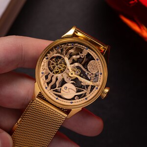 Mens Watch Molnija Skeleton Space, Moon Vintage Watch, Large Watch ...