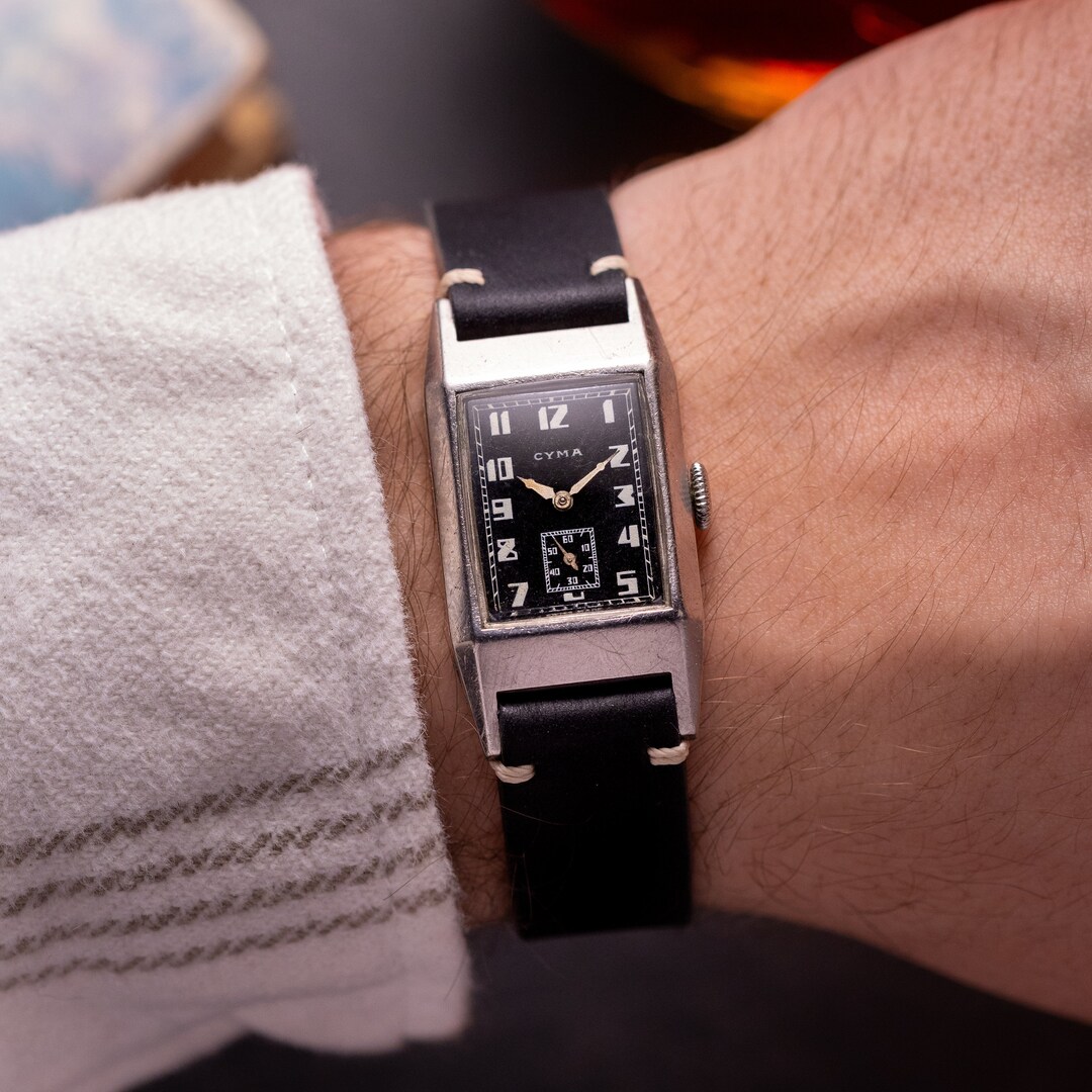 Vintage Cyma Rectangular Steel Tank Watch From 1940s, Cal. 335, Cartier ...