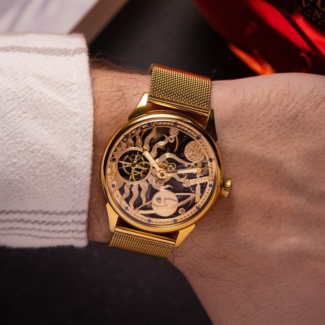 Mens Watch Molnija Skeleton Space, Moon Vintage Watch, Large Watch ...