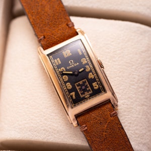 Mens Watch Omega Solid Gold Tank From 1940s, Cartier Style, Vintage ...