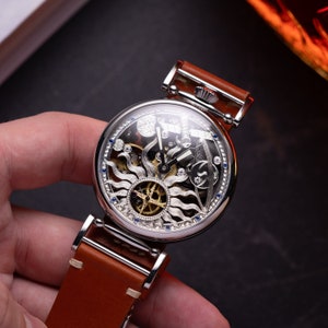 Mens Watch Molnija Skeleton Silver Space, Moon Vintage Watch, Large ...