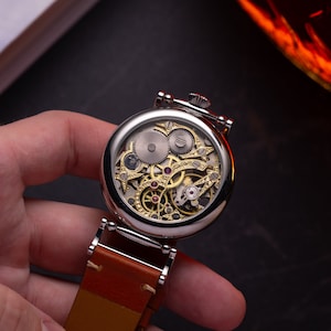 Mens Watch Molnija Skeleton Silver Space, Moon Vintage Watch, Large ...