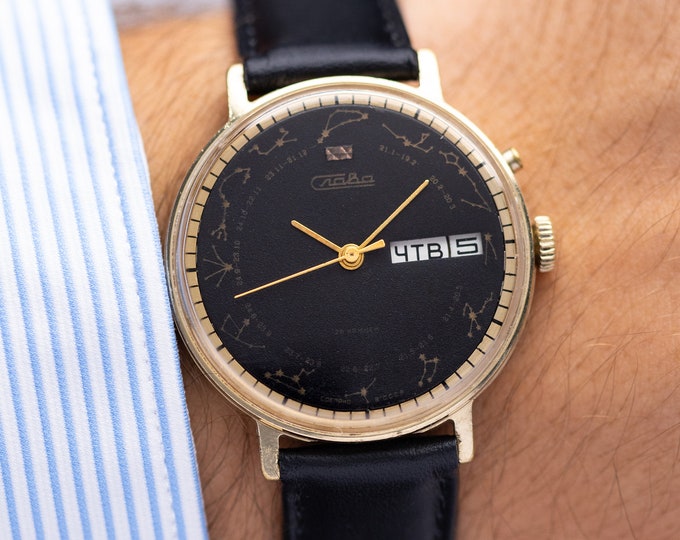 Vintage Slava Zodiac Signs, Mechanical Cal. 2428, Original Dial Double ...