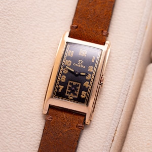 Mens Watch Omega Solid Gold Tank From 1940s, Cartier Style, Vintage ...