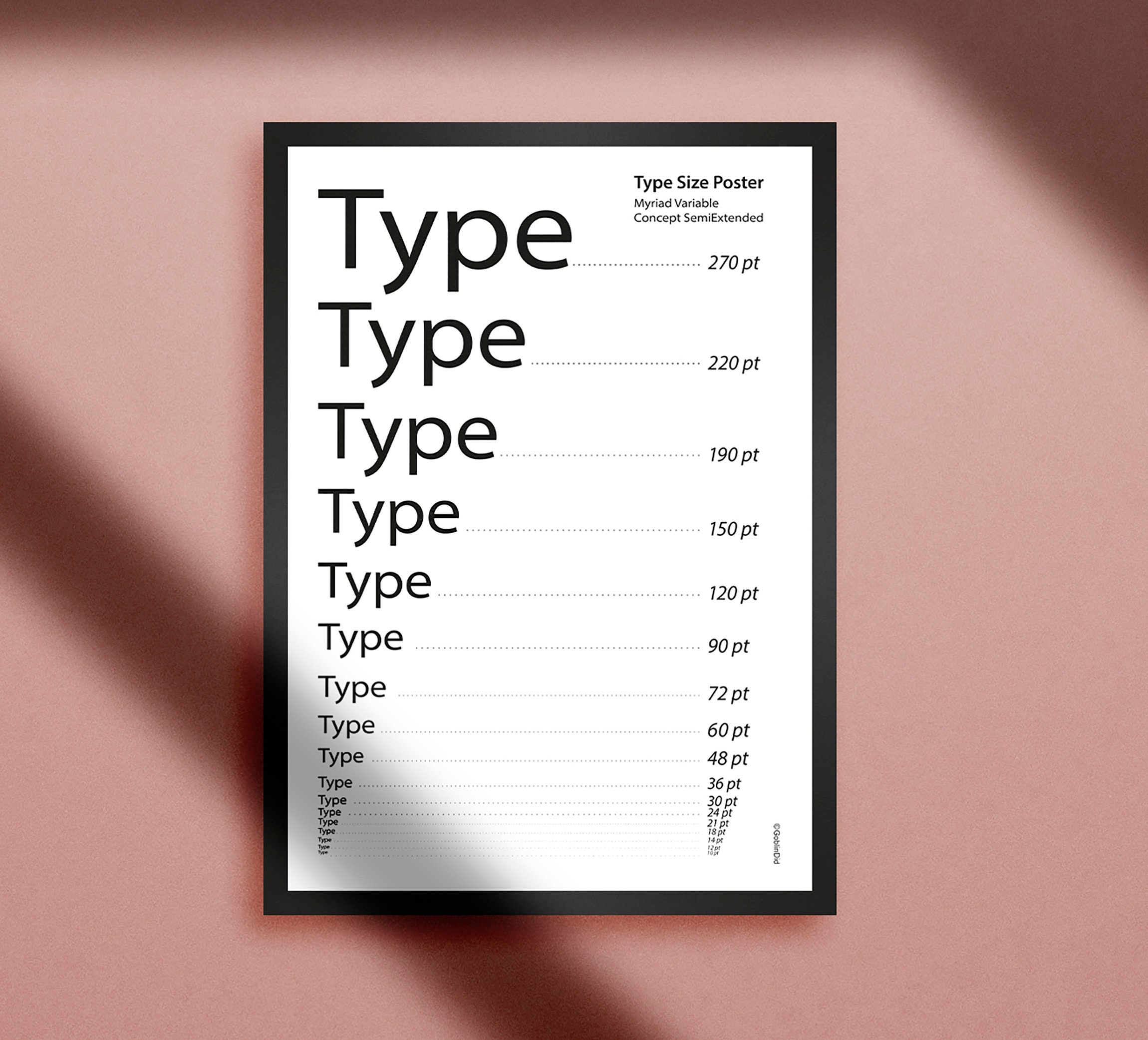 Type Size Posters Set | Real Size Text, Print Guide, Myriad Typography ...