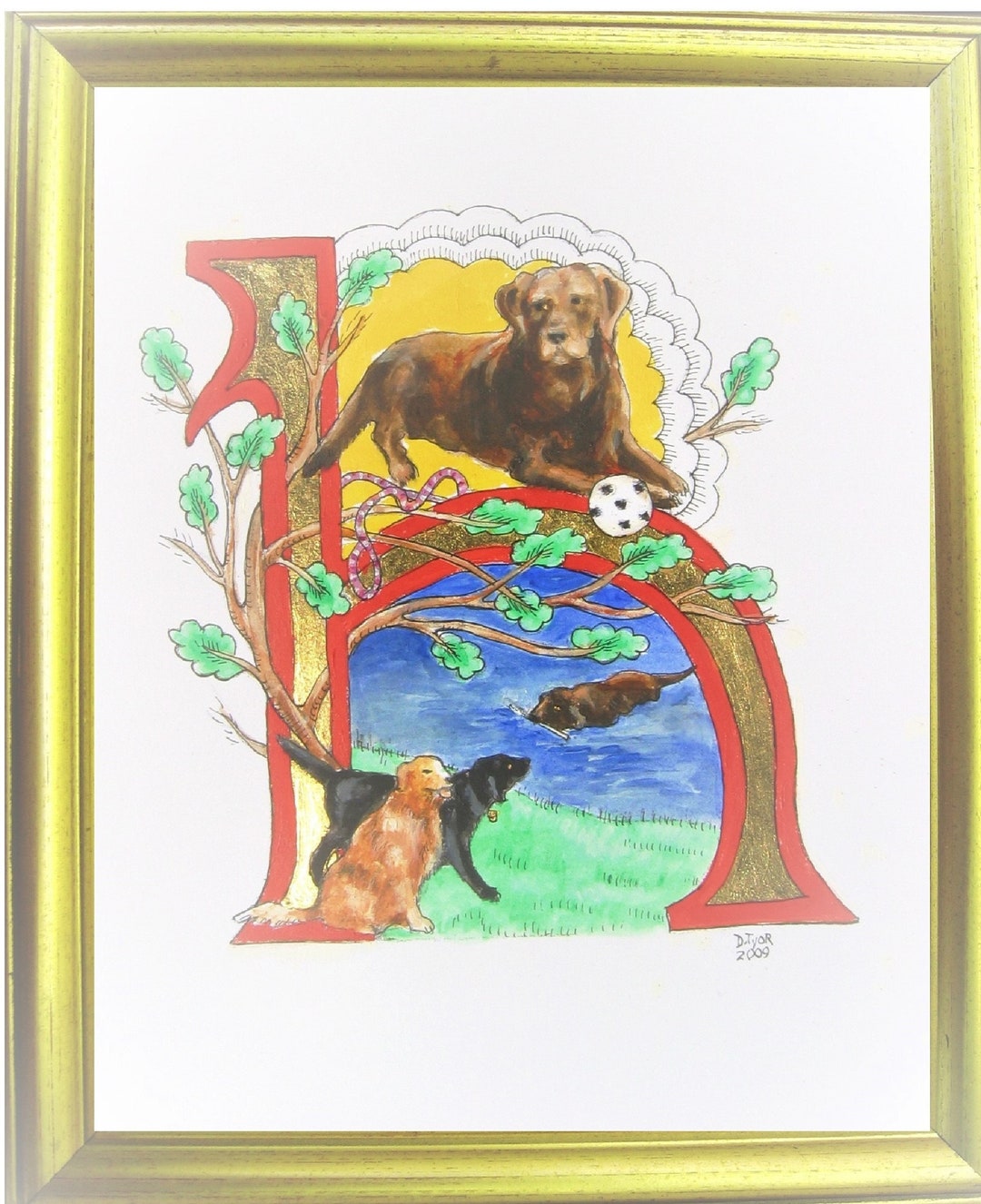 In Memoriam hand-painted, Framed Illuminated Miniature Letter by Rich ...