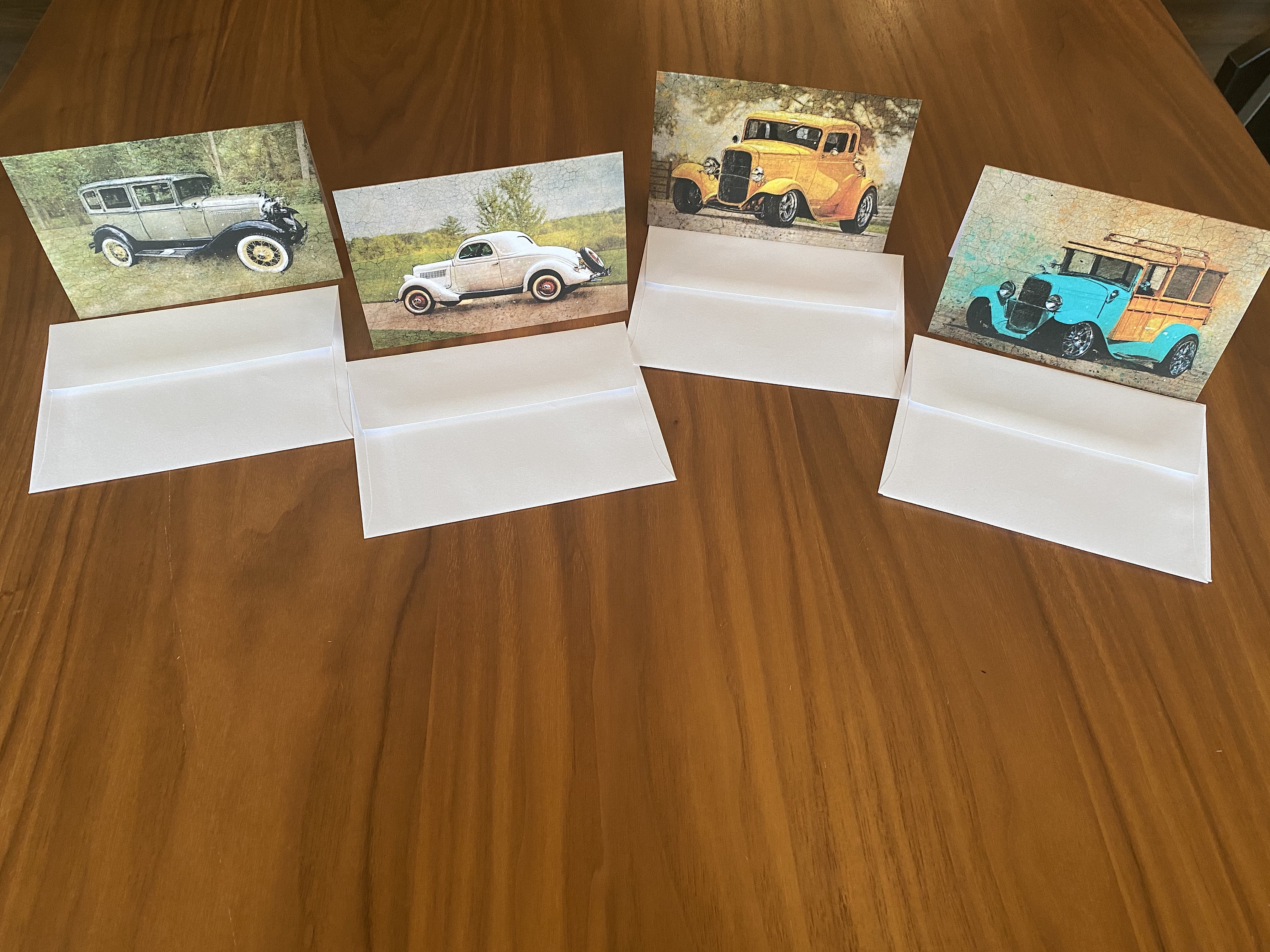 Classic Cars Greeting Cards Set of 4 Unique Cards With - Etsy