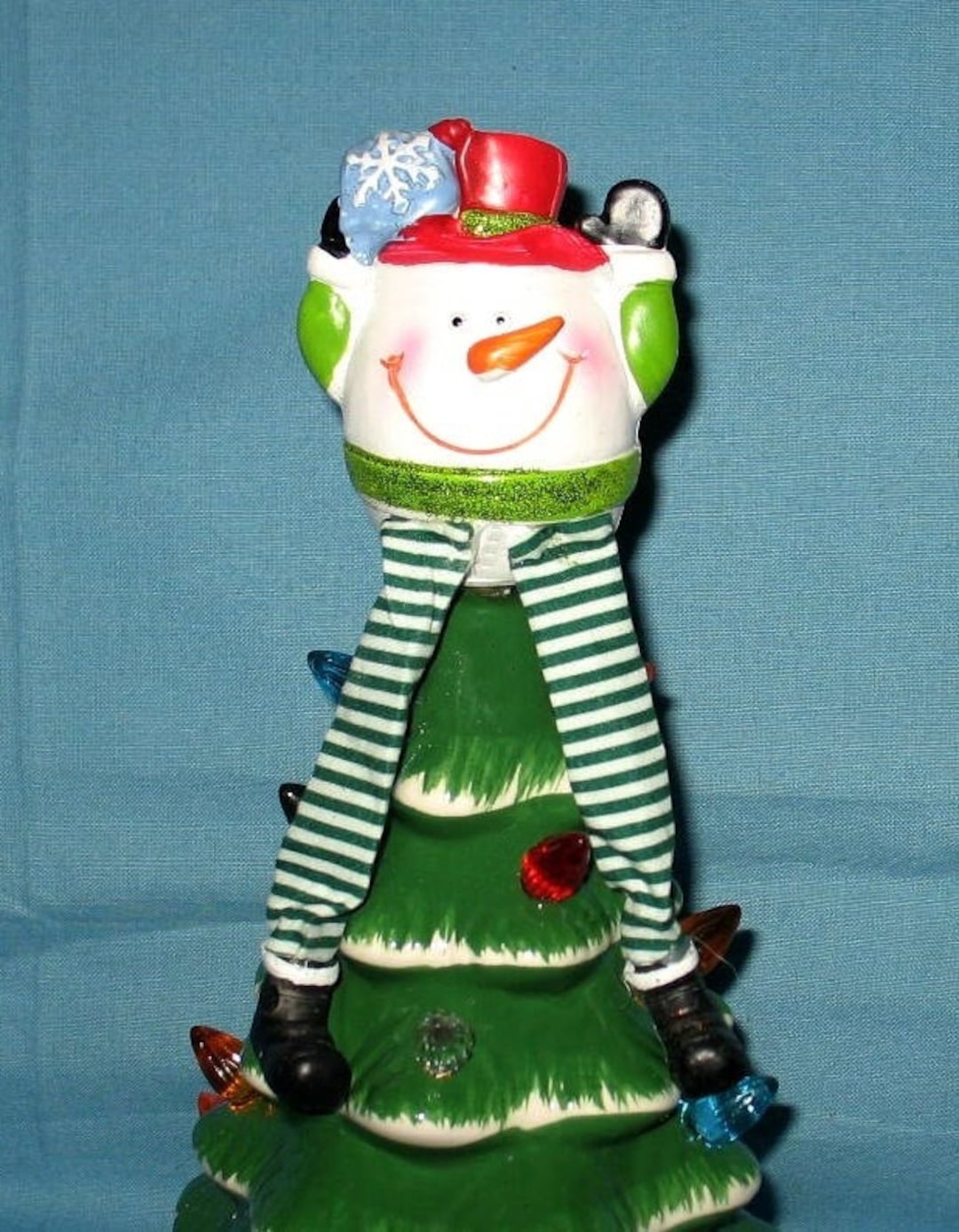 Specialty Ceramic Christmas Tree Topper Dangling Legs Snowman, for ...