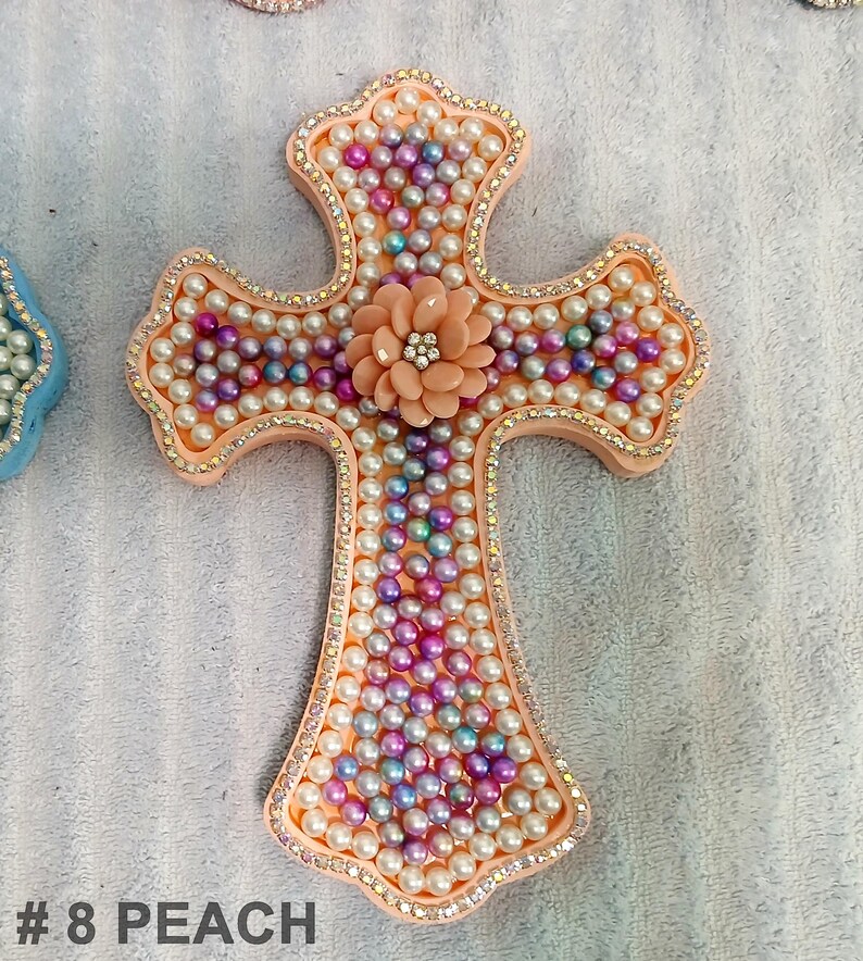 Handmade Wooden Cross W/vintage Jewelry, Pearls, Rhinestone Trim ...