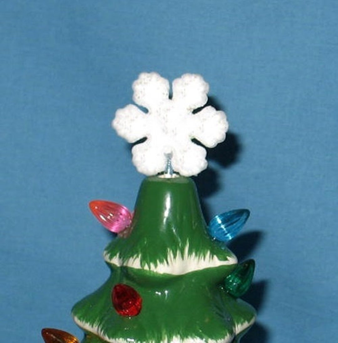 Ceramic Christmas Tree Topper White Glitter Snowflake for Small-medium ...