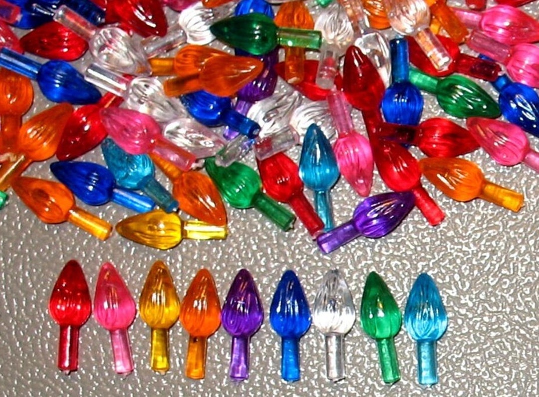 100 SMALL Twist Lights, Bulbs for Ceramic Christmas Trees 9 PRETTY ...